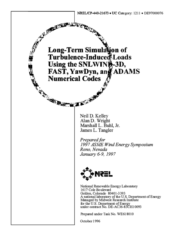 (PDF) Long-Term Simulation of Turbulence-Induced Loads Using the ...