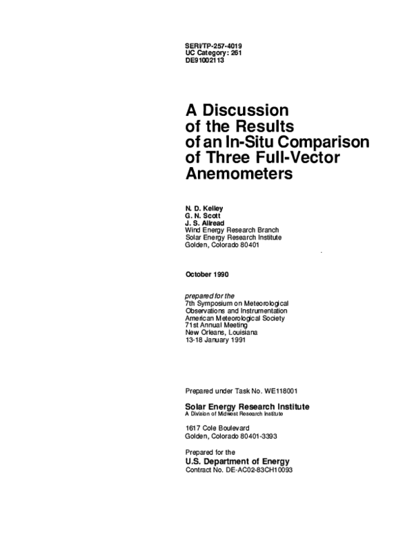 (PDF) A Discussion of the Results of an In-Situ Comparison of Three ...