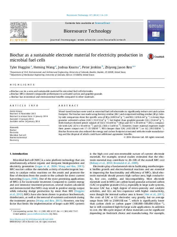 (PDF) Biochar as a sustainable electrode material for electricity ...