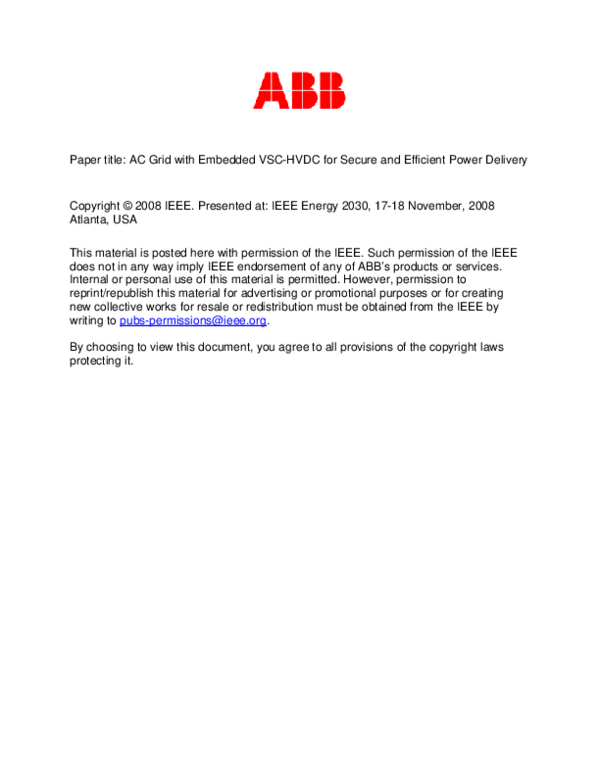 (PDF) AC Grid with Embedded VSC-HVDC for Secure and Efficient Power Delivery