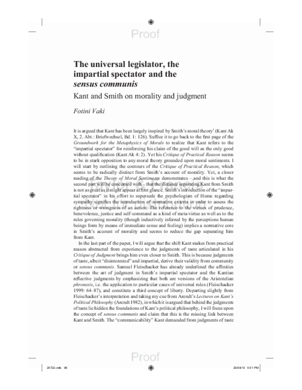 (PDF) The universal legislator, the impartial spectator and the sensus ...