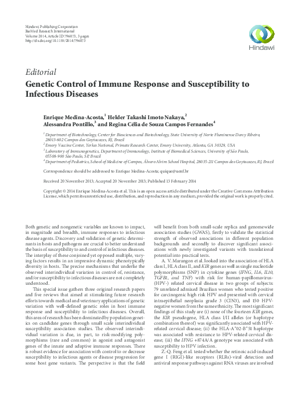 (PDF) Genetic control of immune response and susceptibility to ...