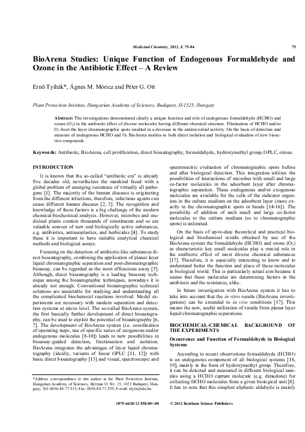 (PDF) BioArena Studies: Unique Function of Endogenous Formaldehyde and ...
