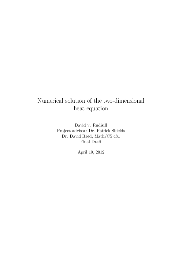 (PDF) Numerical solution of the two-dimensional heat equation