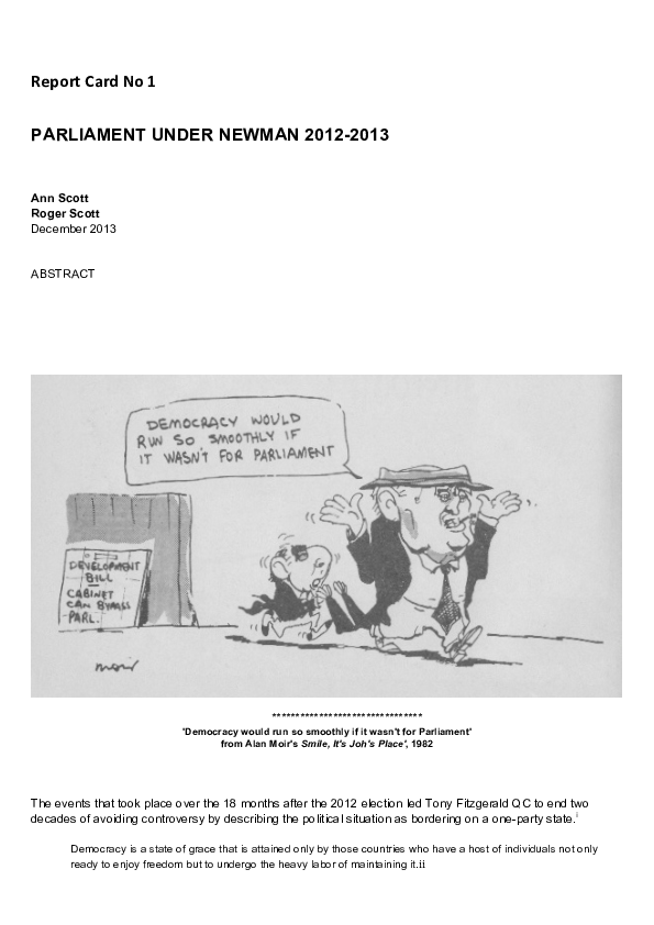 (PDF) Report Card on Newman parliament 2012-2013
