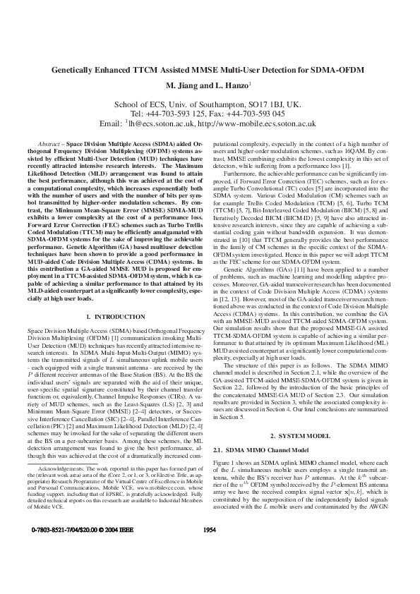 Pdf Genetically Enhanced Ttcm Assisted Mmse Multi User Detection For