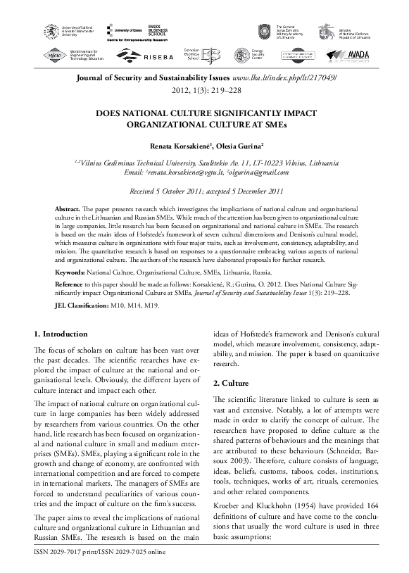 (PDF) doeS national culture SiGnificantly iMPact orGaniZational culture ...