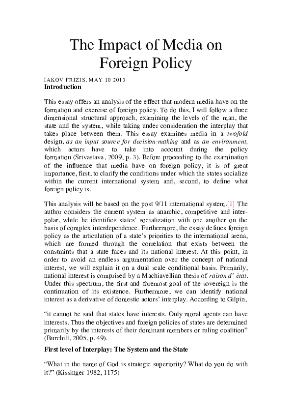 (PDF) The Impact of Media on Foreign Policy