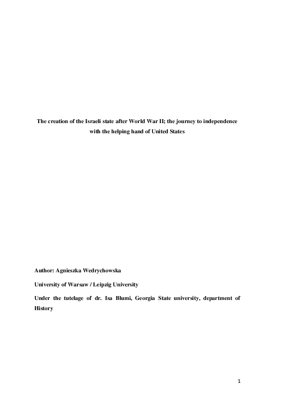 (DOC) The creation of the Israeli state after World War II; the journey ...