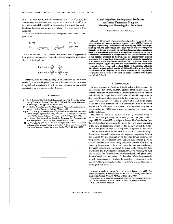 Pdf A Fast Algorithm For Signature Prediction And Image Formation Using The Shooting And