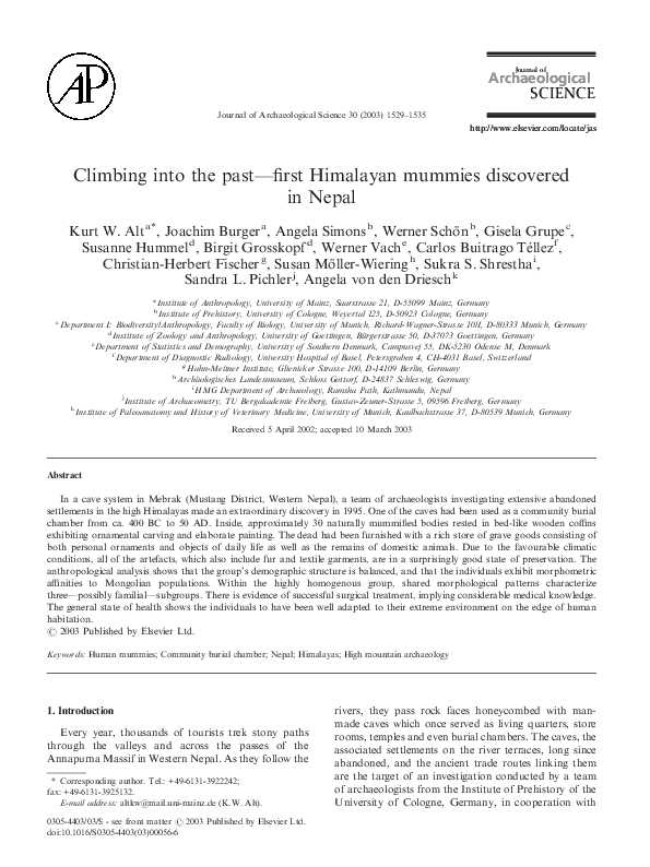 (PDF) Climbing into the past—first Himalayan mummies discovered in Nepal