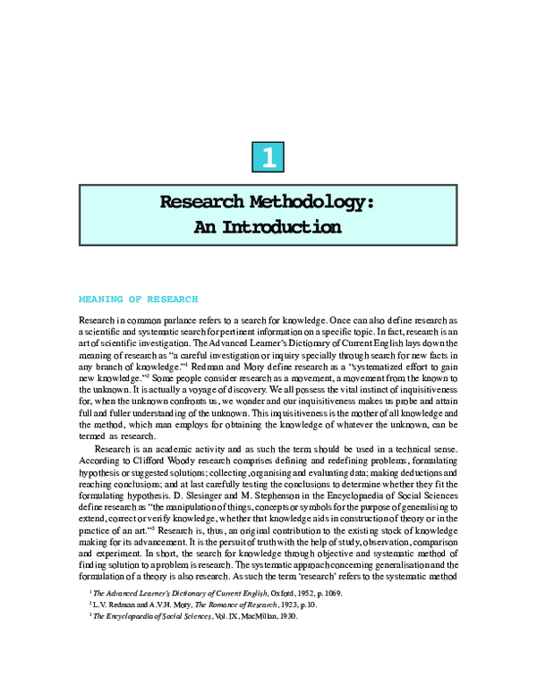 (PDF) Research Methodology: An Introduction