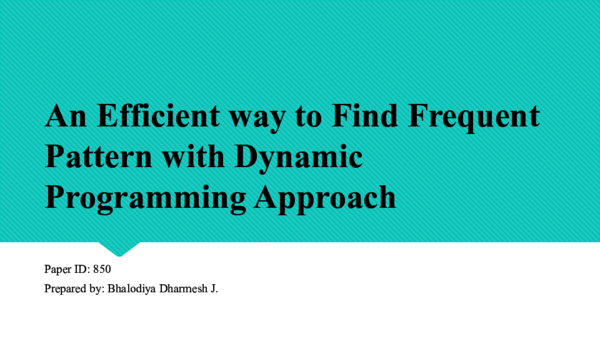 (PDF) An Efficient way to Find Frequent Pattern with Dynamic Programming Approach