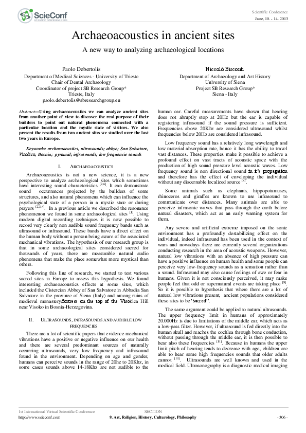 (PDF) Archaeoacoustics in ancient sites. A new way to analyzing ...