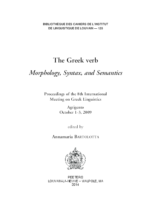 (PDF) On tmesis, word order, and noun incorporation in Homeric Greek