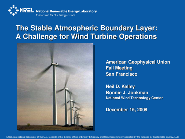 (PDF) The Stable Atmospheric Boundary Layer- A Challenge for Wind Turbine Operations