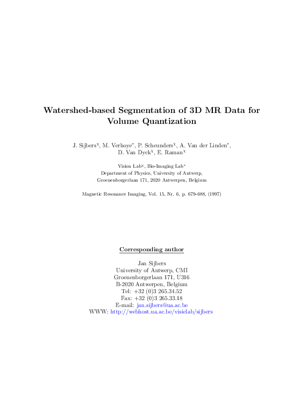 (PDF) Watershed-based segmentation of 3D MR data for volume quantization