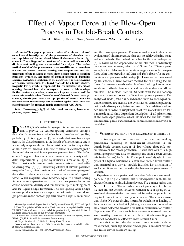 (PDF) Effect of Vapour Force at the Blow-Open Process in Double-Break ...