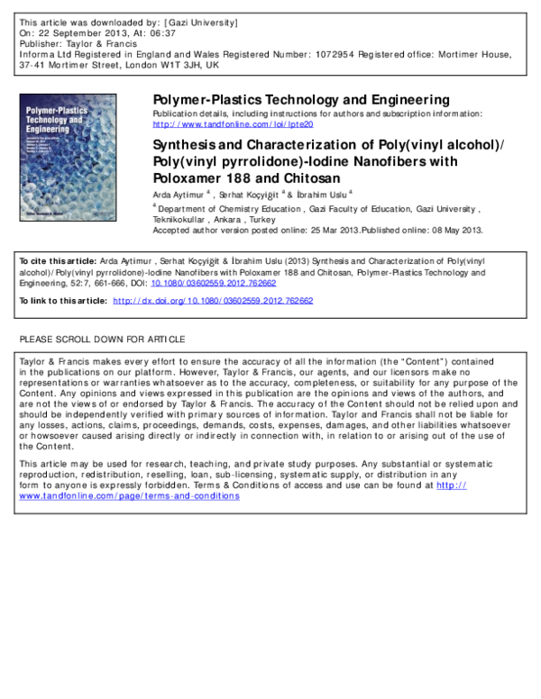 (PDF) Synthesis and Characterization of Poly(vinyl alcohol)/Poly(vinyl ...