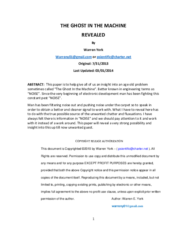 (PDF) THE GHOST IN THE MACHINE REVEALED
