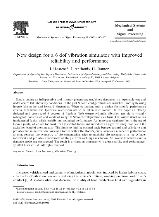 (PDF) Mechanical Systems and Signal Processing New design for a 6 dof ...