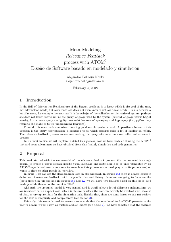 (PDF) Meta-Modeling Relevance Feedback Process With ATOM 3 Diseño De Software Basado En Modelado ...