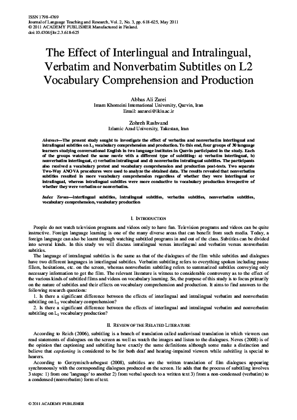 (PDF) The Effect of Interlingual and Intralingual, Verbatim and ...