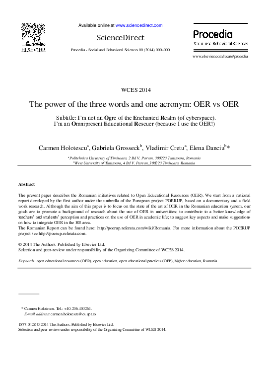 (DOC) The power of the three words and one acronym: OER vs OER ...