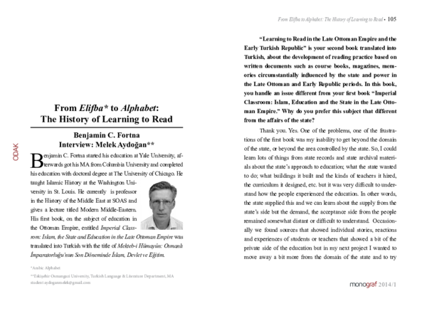 (PDF) "From Elifba to Alphabet: The History of Learning to Read ...