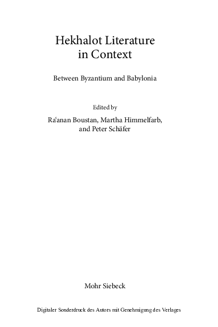 (PDF) Women and Gender in the Hekhalot Literature