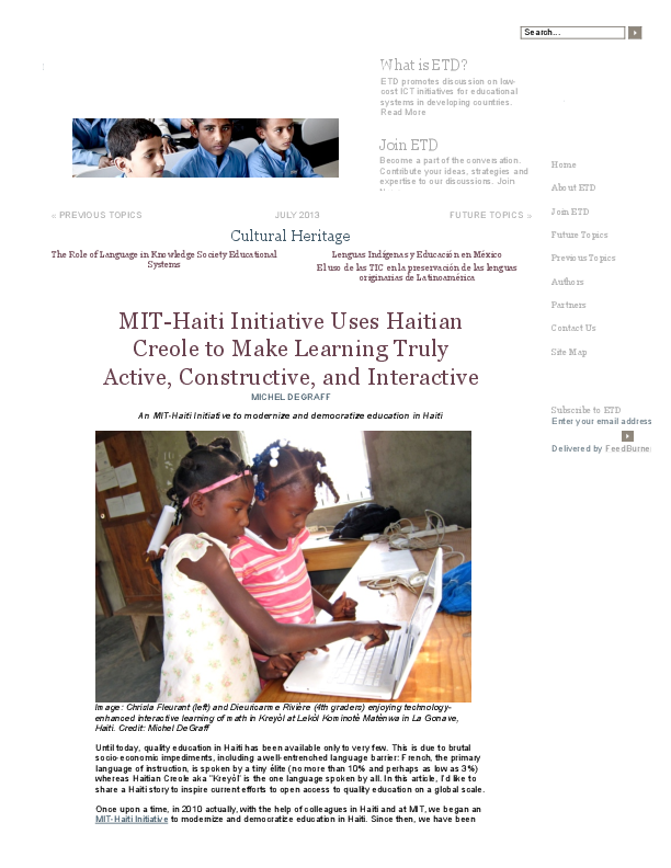 MIT-Haiti Initiative Uses Haitian Creole to Make Learning Truly Active ...