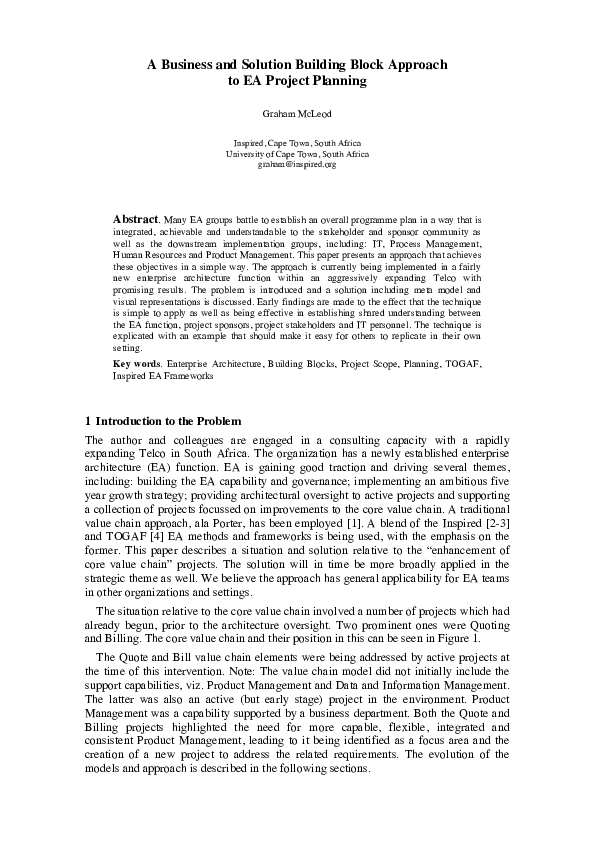 (PDF) A Business and Solution Building Block Approach to EA Project ...