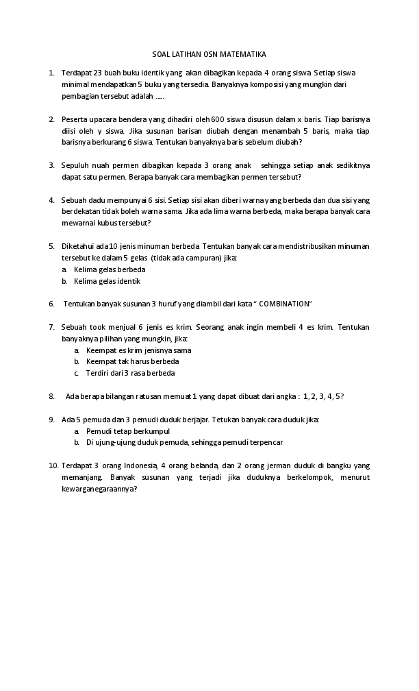 (DOC) SOAL LATIHAN OSN 2014