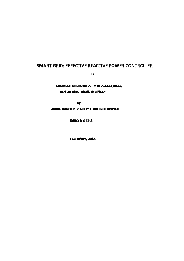 (PDF) SMART GRID: EEFECTIVE REACTIVE POWER CONTROLLER
