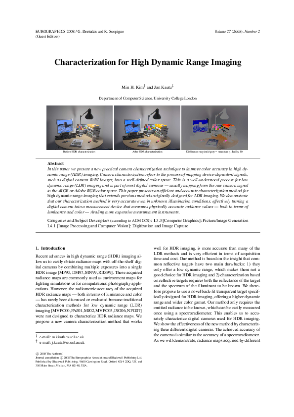 (PDF) Characterization for high dynamic range imaging