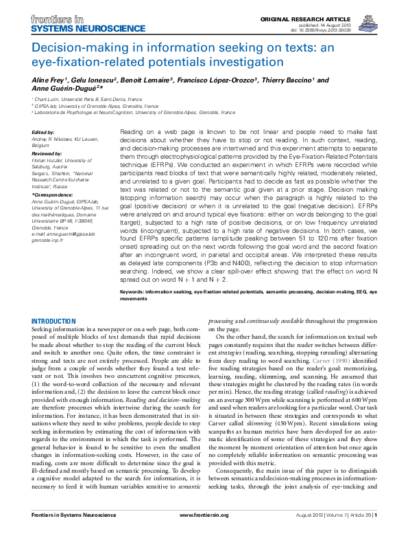 (PDF) Decision-making in information seeking on texts: an eye-fixation ...