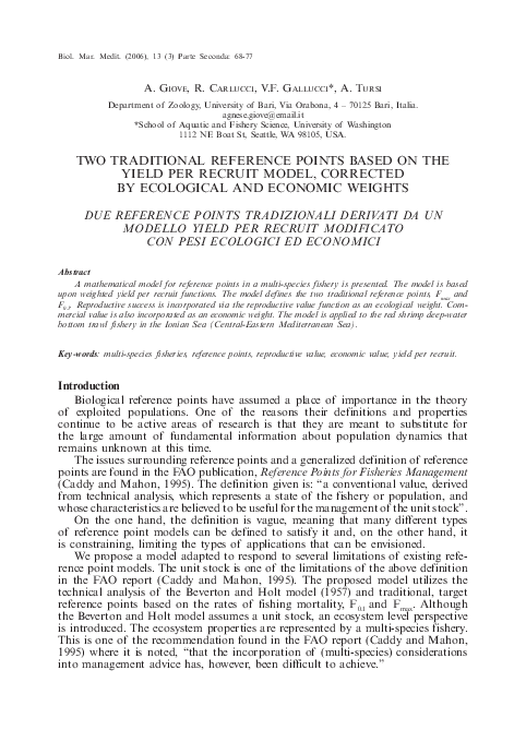 (PDF) Two traditional reference points based on the yield per recruit ...