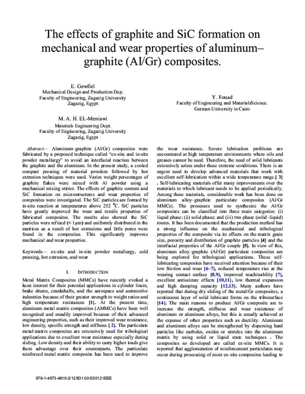 (PDF) The effects of graphite and SiC formation on mechanical and wear ...