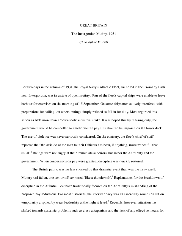 (PDF) The Royal Navy and the Invergordon Mutiny, 1931