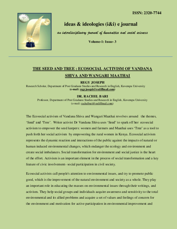 (PDF) The Seed and Tree: Ecosocaol Activism of Wangari Maathai and ...