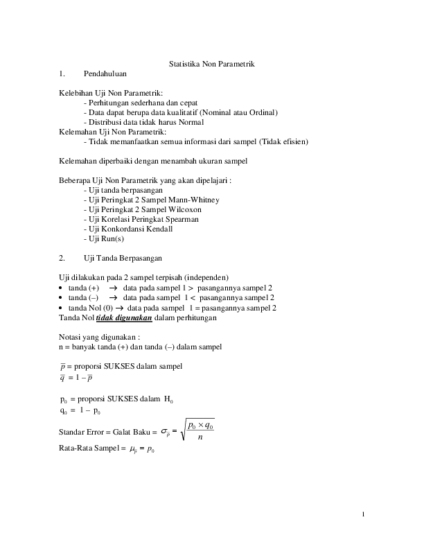 (PDF) Statistika Non Parametrik