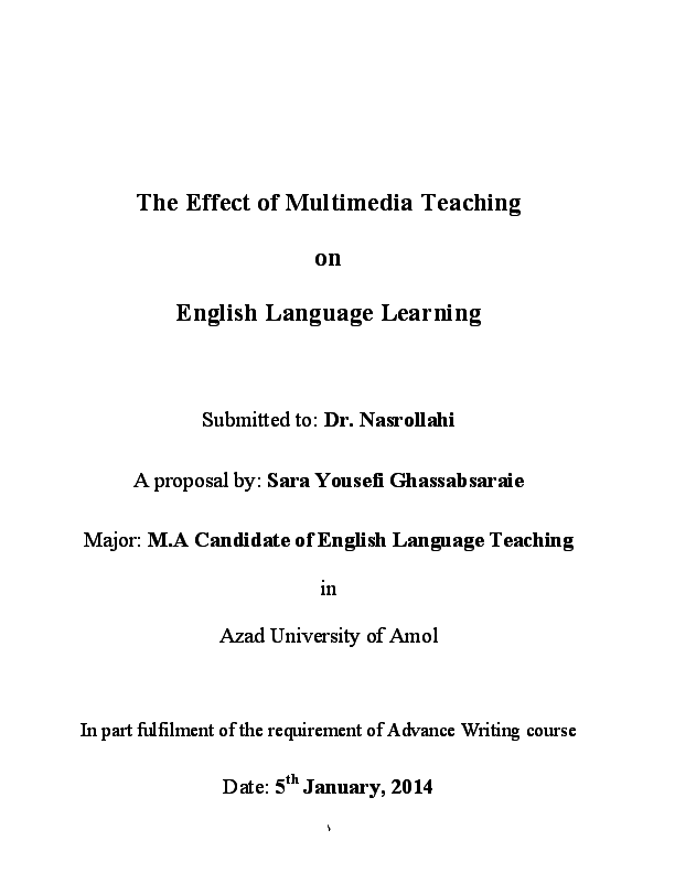 (PDF) The Effect of Multimedia Teaching on English Language Learning