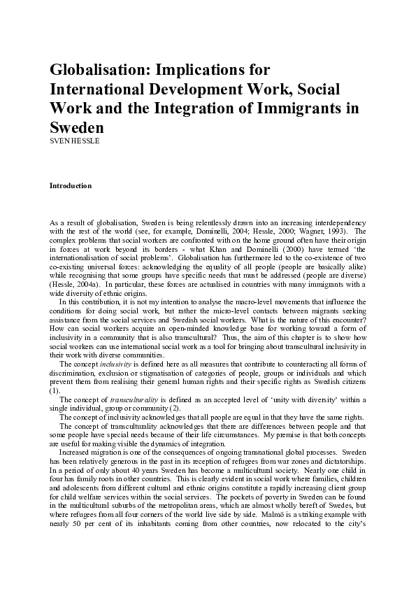 (DOC) Globalisation: Implications for International Development Work ...