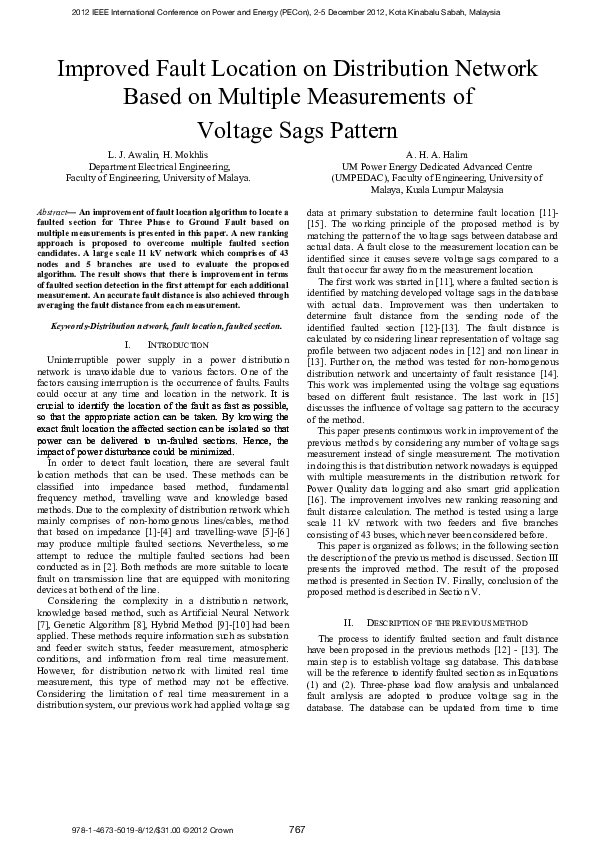 Pdf Improved Fault Location On Distribution Network Based On Multiple Measurements Of Voltage