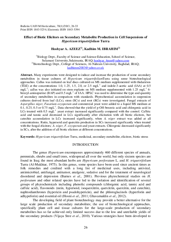 (PDF) Effect of Biotic Elicitors on Secondary Metabolite Production in ...
