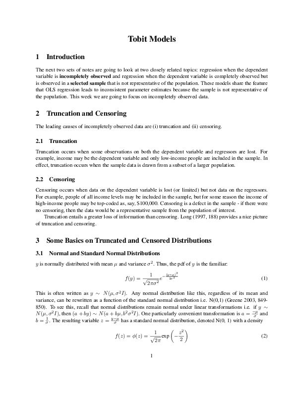 (PDF) Tobit Models