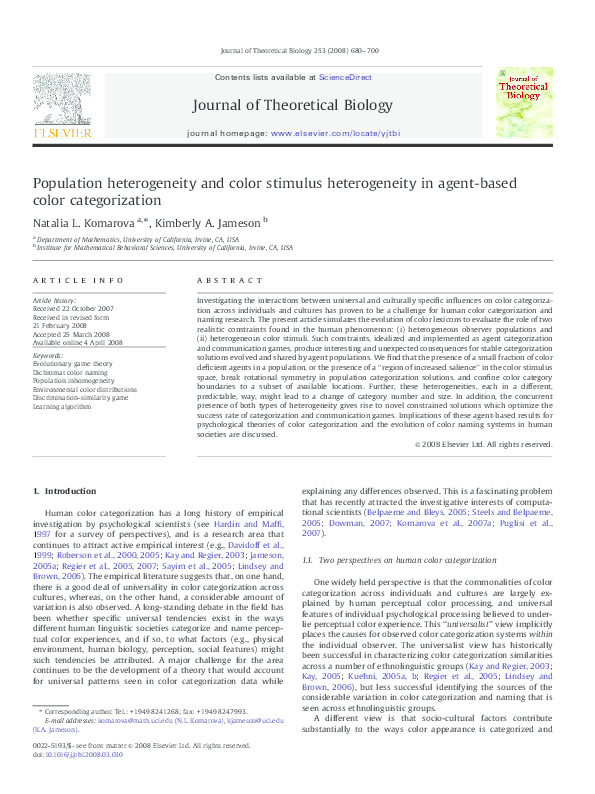 (PDF) Population heterogeneity and color stimulus heterogeneity in ...