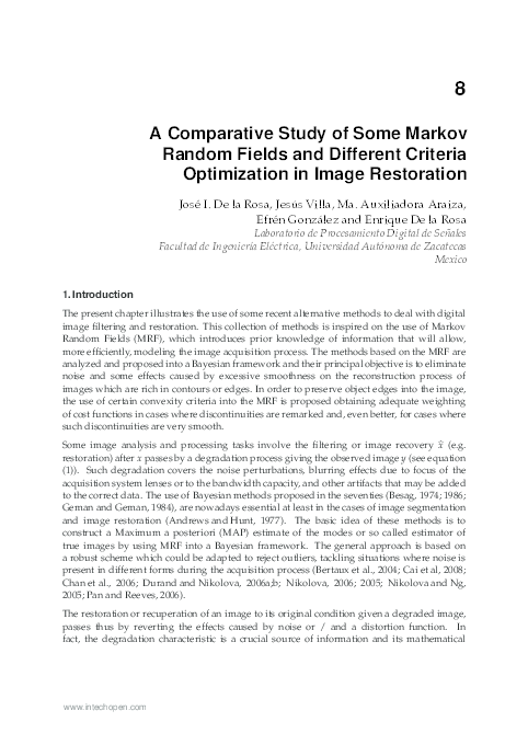 (PDF) A comparative study of some Markov Random Fields and different criteria optimization in ...