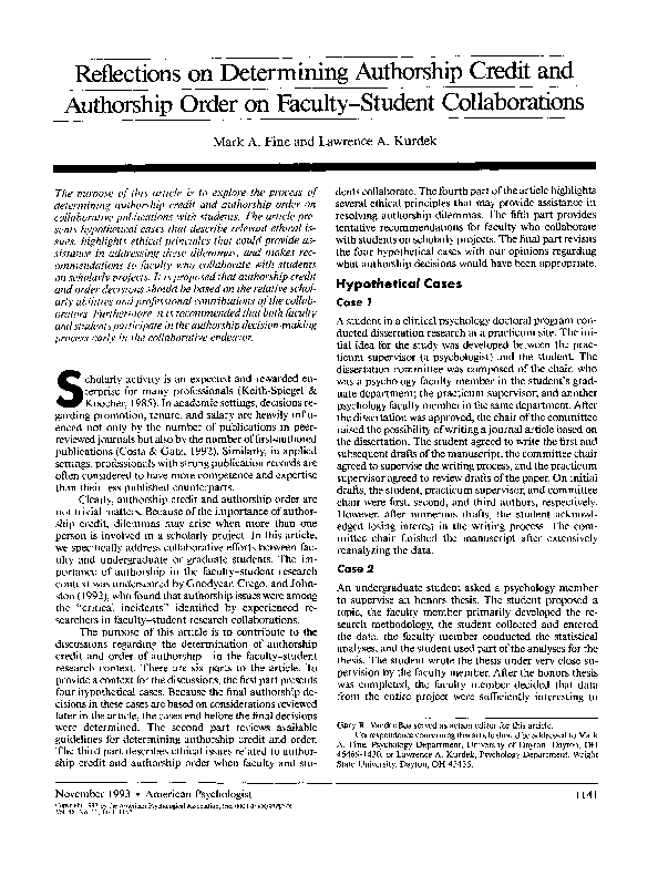 Tips For Determining Authorship Credit