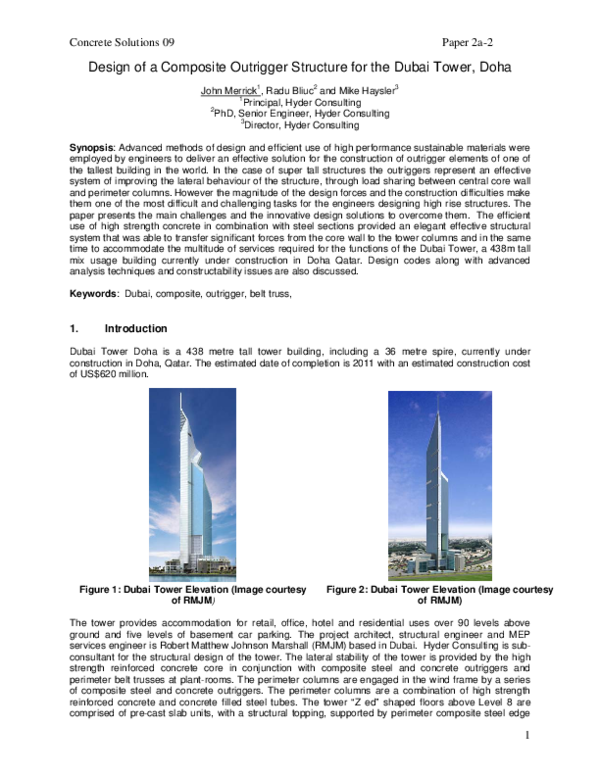 (PDF) Design of a Composite Outrigger Structure for the Dubai Tower ...